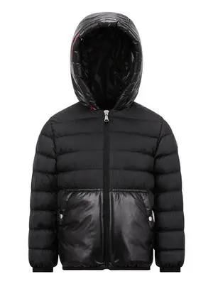 Moncler Arnaldo Down Jacket With Logo Patch - Black