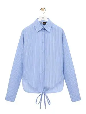 Loewe Striped Shirt With Asymmetrical Hem And Embroidered Logo - Blue/multicolor