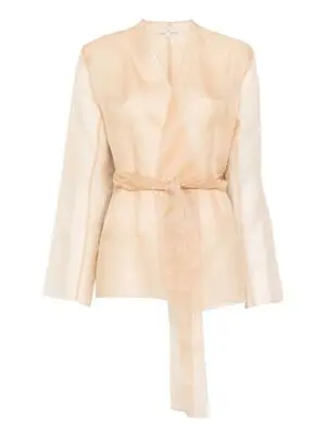 Antonelli Firenze Cinched Waist V-neck Jacket - Nude