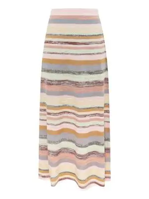 Zimmermann Luna Mouline Striped Midi Skirt - Nude