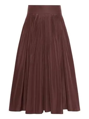 Max Mara Pleated Taffeta Maxi Skirt - Burgundy