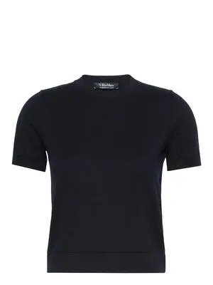 Max Mara Cotton-cashmere-silk Short-sleeve Sweater - Navy