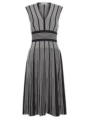 Max Mara Knit Stripe Midi Dress - Navy