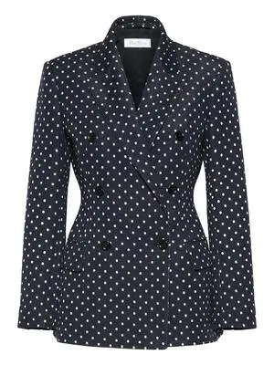 Max Mara Polka Dot Double-breasted Blazer - Navy