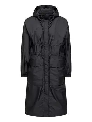 Moncler Drawstring Hooded Long Jacket - Black