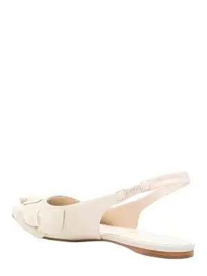 ANDREA CARRANO Ruffled Slingback Flat Sandals - Neutrals