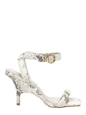 ANDREA CARRANO Snake-effect Buckle-fastening Sandals - Neutrals