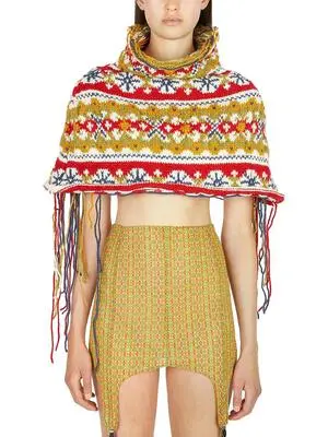 LOUISE LYNGH BJERREGAARD Intarsia High-neck Knit Top - Red