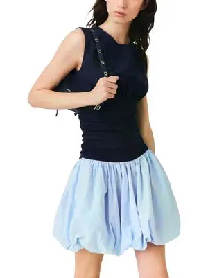 Maje Bubble Skirt Mini Dress - Blue