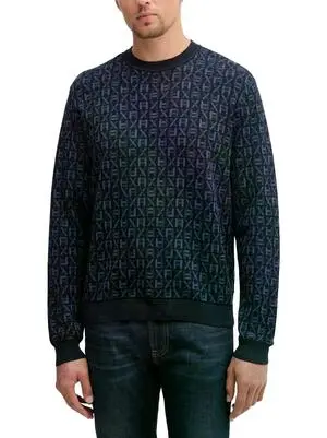 Armani Exchange Monogram Pattern Sweater - Blue