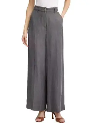 FRACOMINA Contrast-stitch Wide-leg Palazzo Pants - Grey