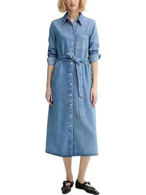 Marc O'polo Belted Button-front Midi Dress - Blue