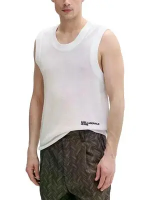 Karl Lagerfeld Logo-embroidered Open-knit Vest - White