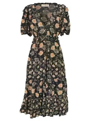 Ulla Johnson Ruffled Floral-print Dress - Black