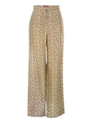 Max Mara Silk Paisley Print Palazzo Pants - Neutrals