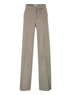 Max Mara Prince Of Wales Check Virgin Wool Trousers - Neutrals