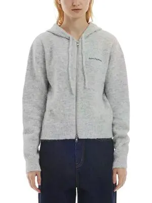 REST&RECREATION Hairy-knit Zip-up Hoodie - Grey