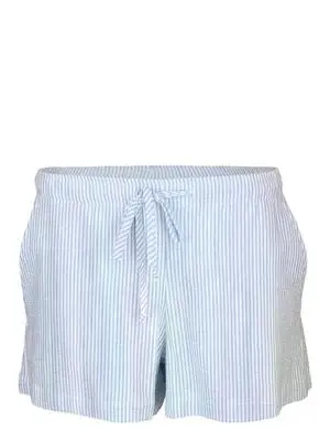 THE LADY AND THE SAILOR Flutter Striped Seersucker Shorts - Blue