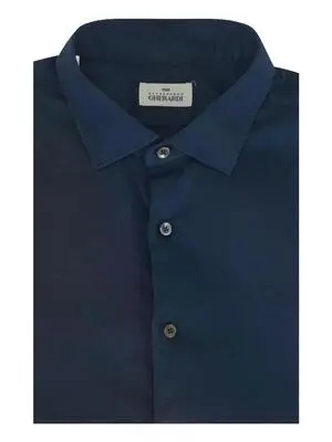 ALESSANDRO GHERARDI Classic-collar Curved-hem Shirt - Blue