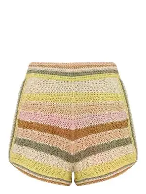 Zimmermann Indra Stripe Crochet Shorts - Neutrals