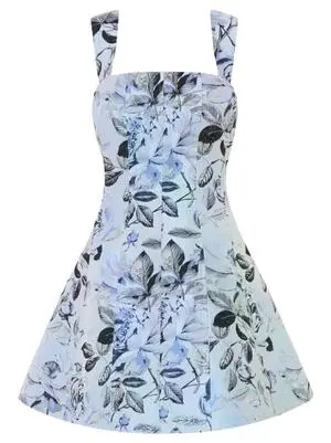 MILLY Elodie Floral-jacquard Mini Dress - Blue