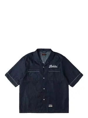 EVISU Logo-embroidered Short-sleeve Shirt - Blue