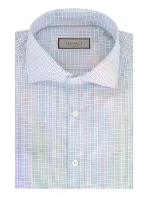 Canali Check-pattern Button-down Cotton Shirt - Blue