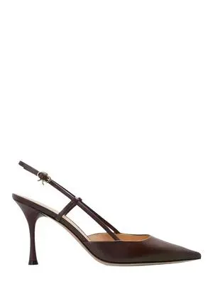 GIANVITO ROSSI Burgundy Leather Pointed-toe Slingback Pumps - Red