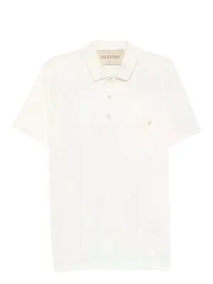 Valentino Garavani Vlogo-plaque Pocket Polo Shirt - Neutrals