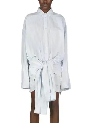Balenciaga Pinstriped Mini Shirt Dress - Blue