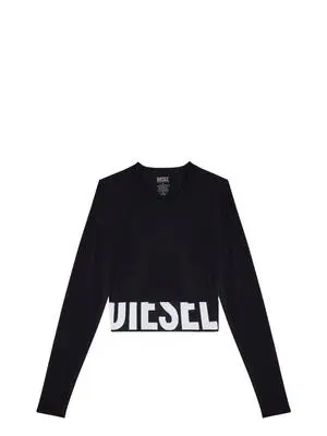 DIESEL® Logo Cropped Long Sleeve Top - Black