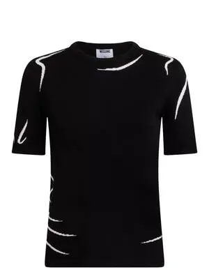 Moschino Scribble-print Short-sleeve Sweater - Black