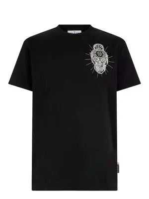 PHILIPP PLEIN Round Neck T-shirt Chest Embroidery Skull