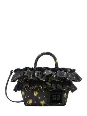 GANNI Ruffled Print Tote Bag - Black