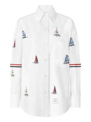 Thom Browne Sailboat Embroidery Shirt - White