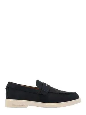 Karl Lagerfeld Monogram Embossed Leather Loafers - Blue