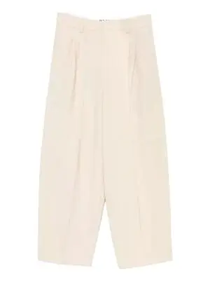 ROSSI Cropped Pleated Trousers - Neutrals