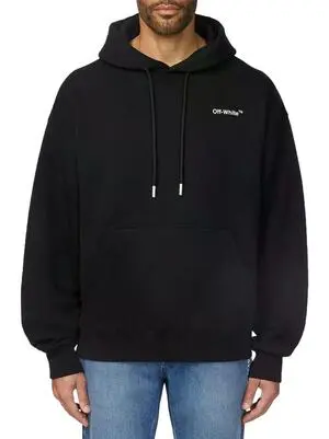 Off-White Logo Print Drawstring Hoodie - Black