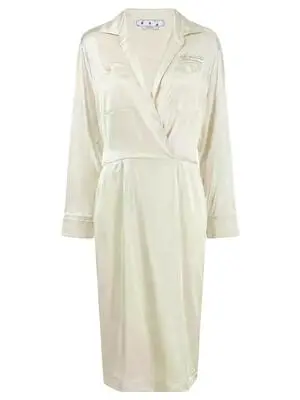 Off-White Satin Midi Dress - Neutrals