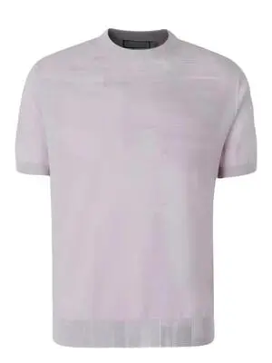Canali Ribbed Knit Short-sleeve T-shirt - Purple