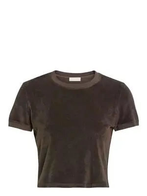Suzie Kondi Carpi Terry-cloth Cropped T-shirt - Brown
