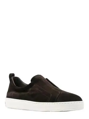 Santoni Victory Suede Slip-on Sneakers - Brown