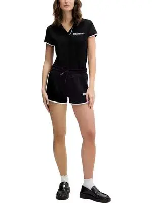 Karl Lagerfeld Contrast Trim V-neck Polo Shirt - Black