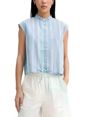 Marc O'polo Striped Drawstring-hem Top - Blue