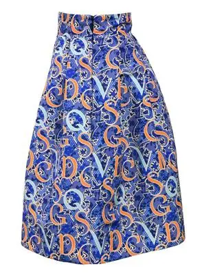 MARY KATRANTZOU Printed Flared Skirt - Blue