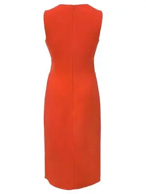 Akris Wool Sleeveless Sheer Waist Panel Slit Dress - Orange