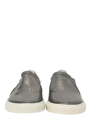 LANVIN Embossed Leather Slip-on Sneakers - Grey