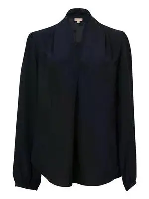Michael Kors Pleated V-neck Blouse - Blue