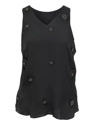 Adam Lippes Beaded Embroidered Sleeveless Top - Black