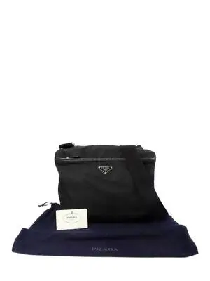 Prada Logo-plaque Shoulder Bag - Black